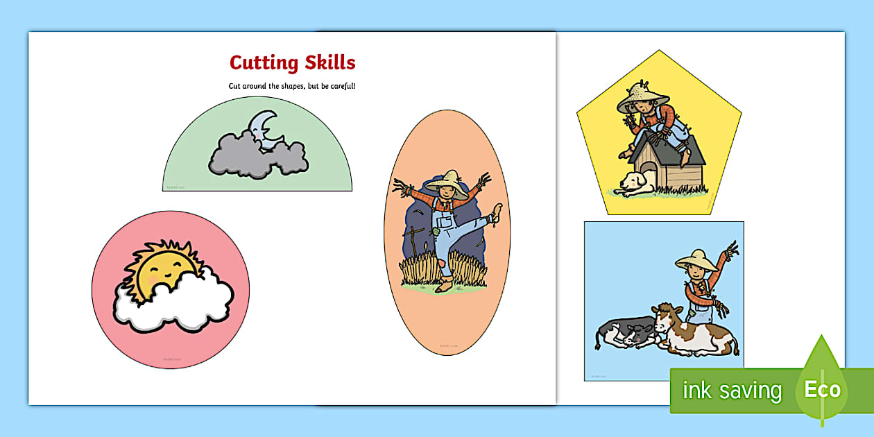 Dingle Dangle Scarecrow Cutting Skills Worksheets - Twinkl