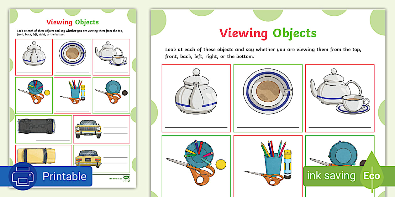 Viewing Objects: Activity Sheet (teacher made) - Twinkl