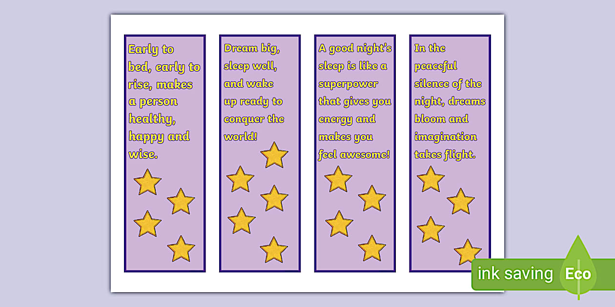 Early Night Quotes Bookmarks (teacher made) - Twinkl