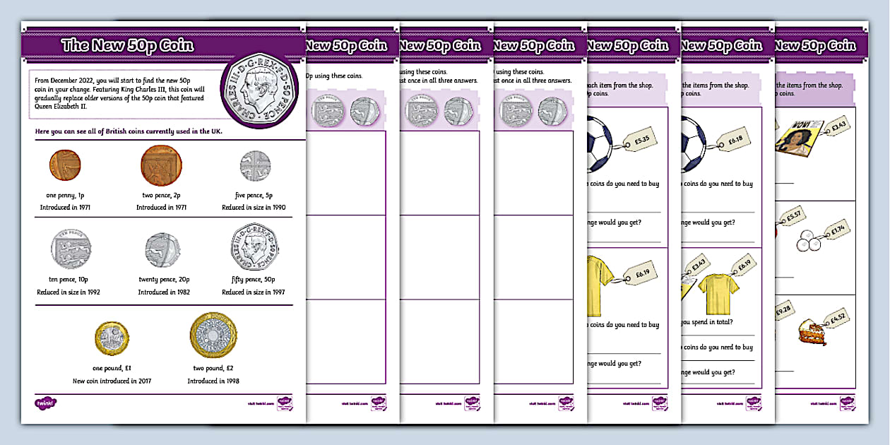 👉 KS2 Maths New 50p Coin Activity Sheets (Teacher-Made)