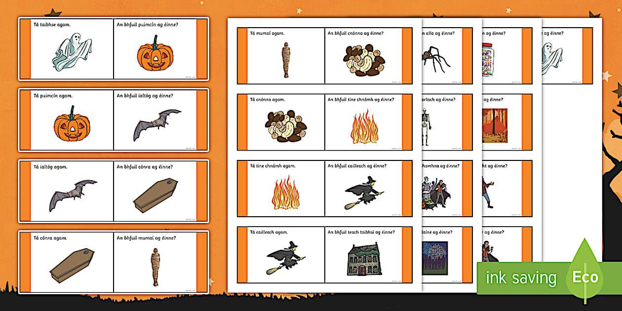 Junior Cycle Halloween Loop Cards Gaeilge (teacher made)