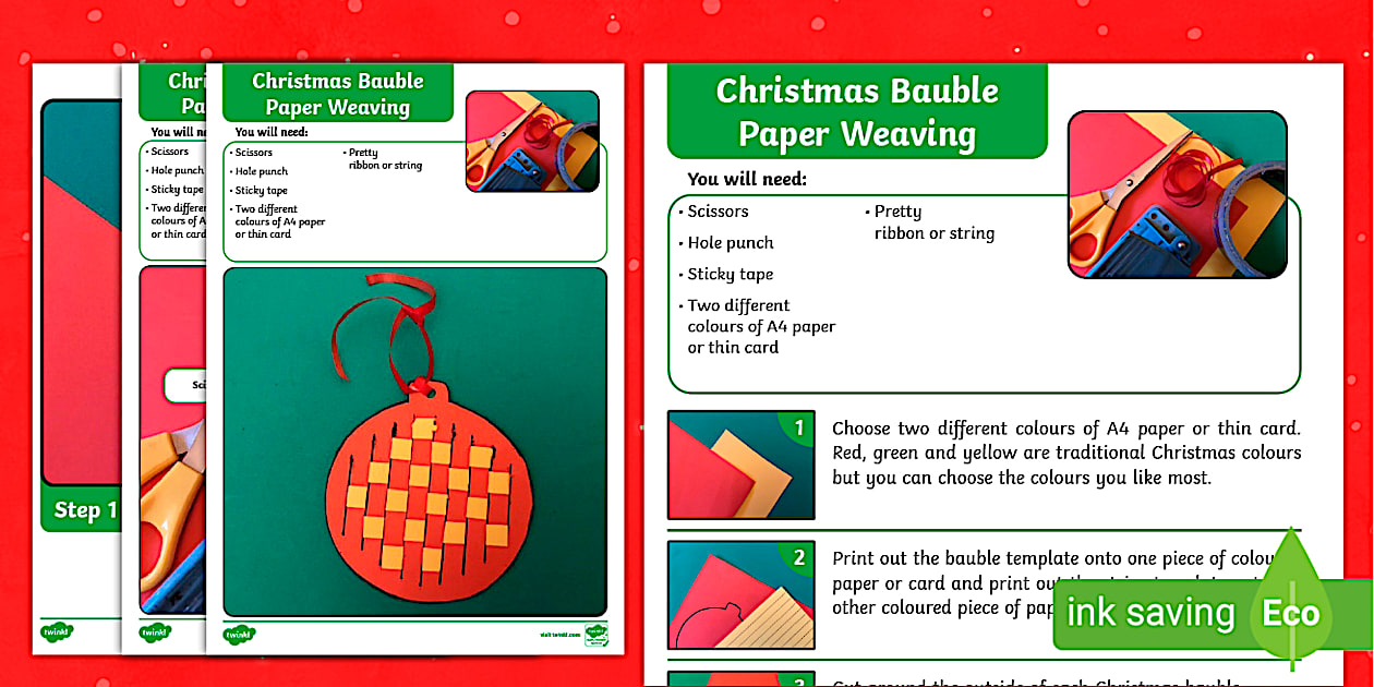 Christmas Bauble Paper Weaving Craft Instructions - Twinkl