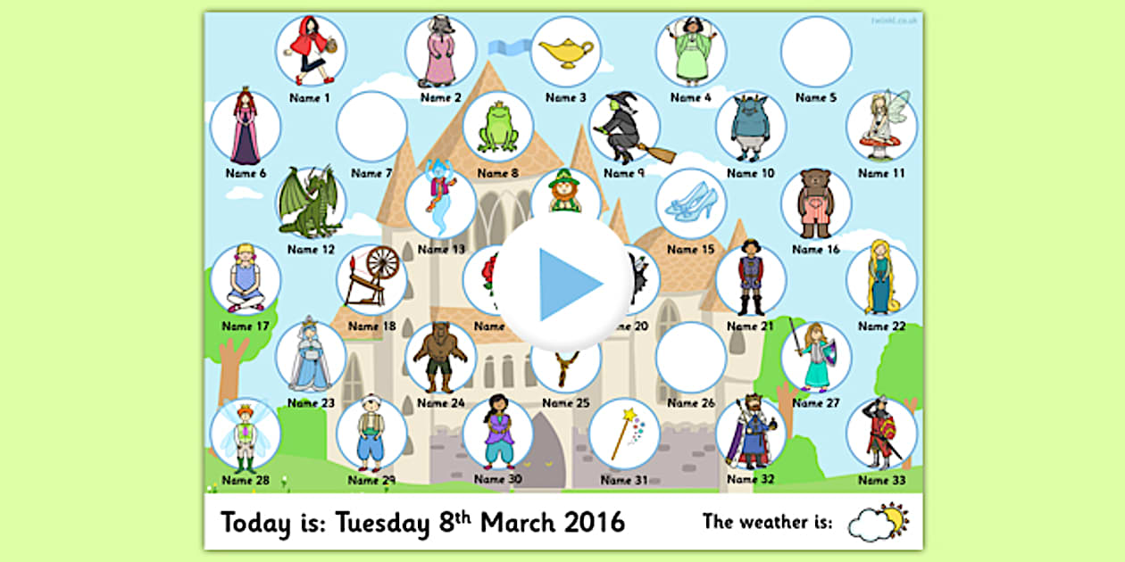 Fairy-tale Themed Self Attendance (teacher made) - Twinkl