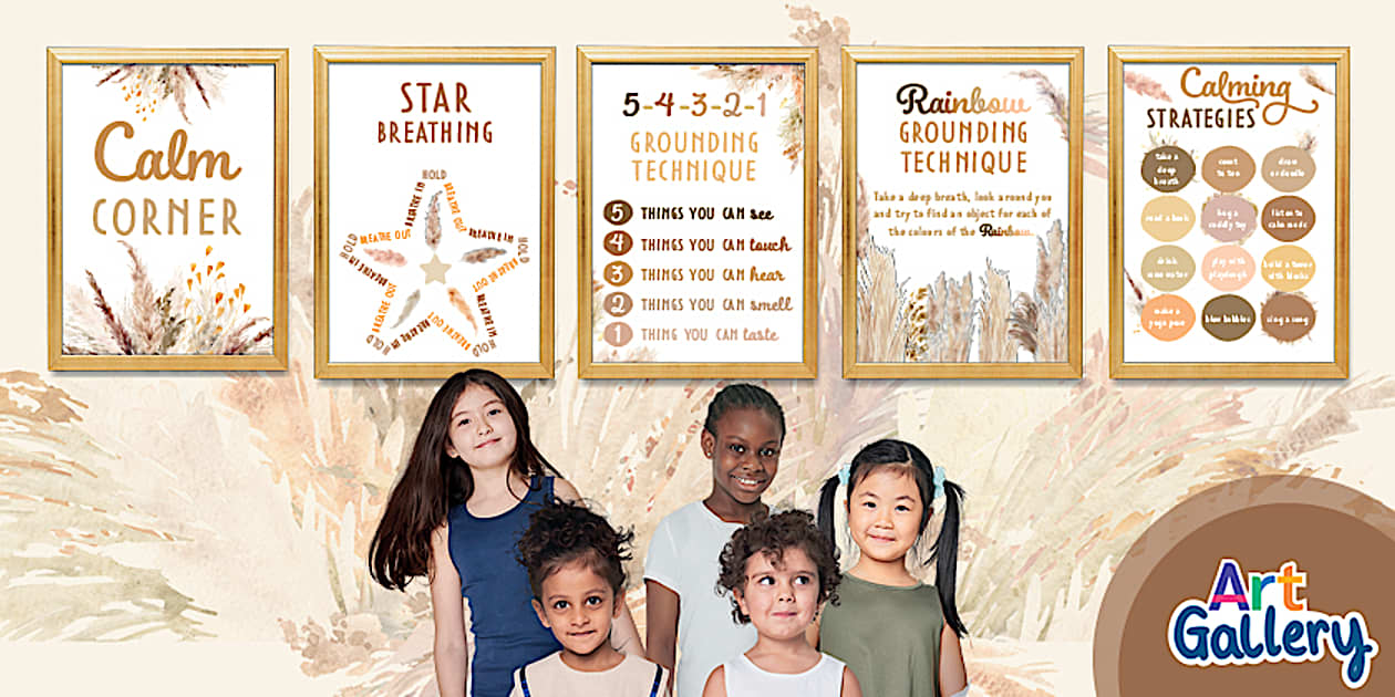 Calm Corner Mindfulness Boho Neutral Posters - Twinkl