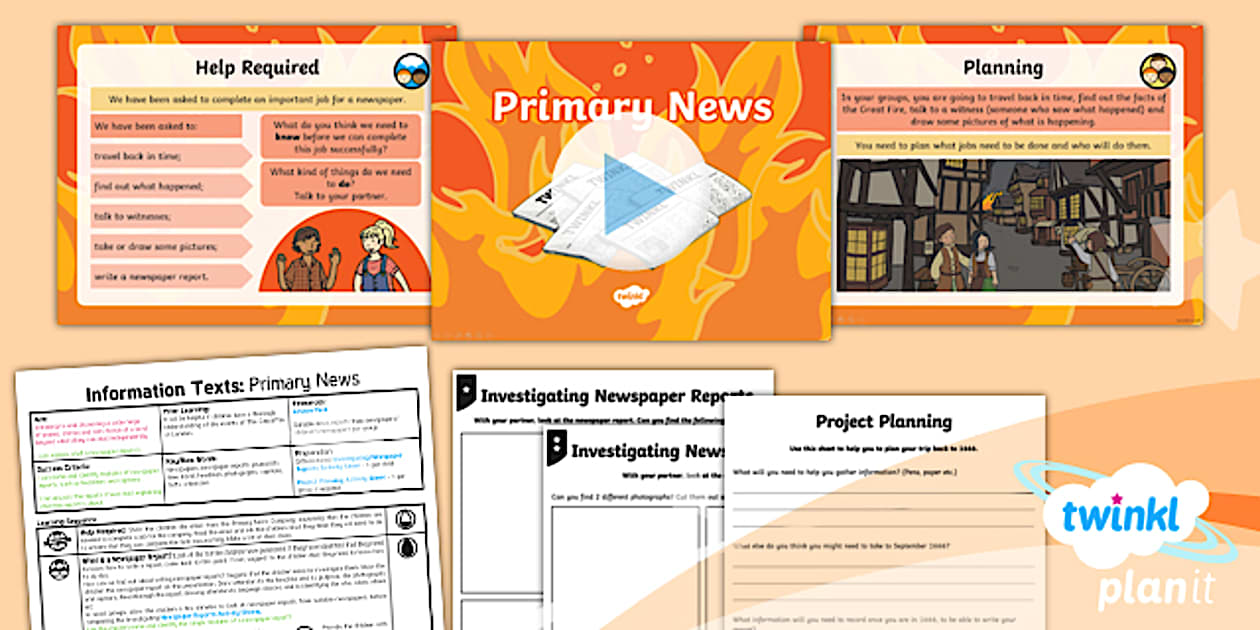 Time Travel: The Great Fire of London: Recounts 1 Y1 Lesson Pack