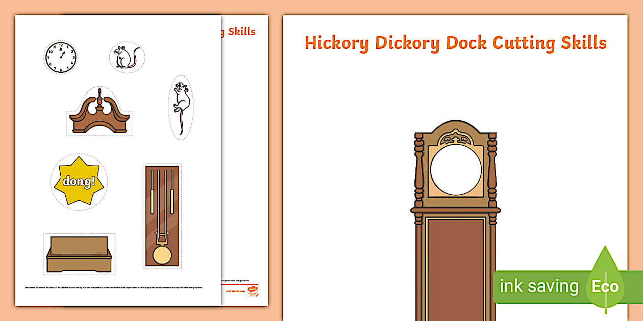 Hickory Dickory Dock Cutting Skills Activity (Teacher-Made)