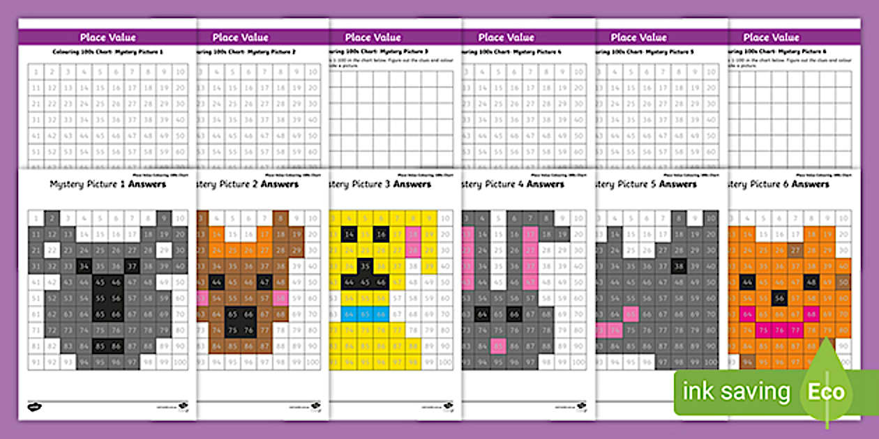 Animals Place Value Chart Worksheets Mosaic Activity