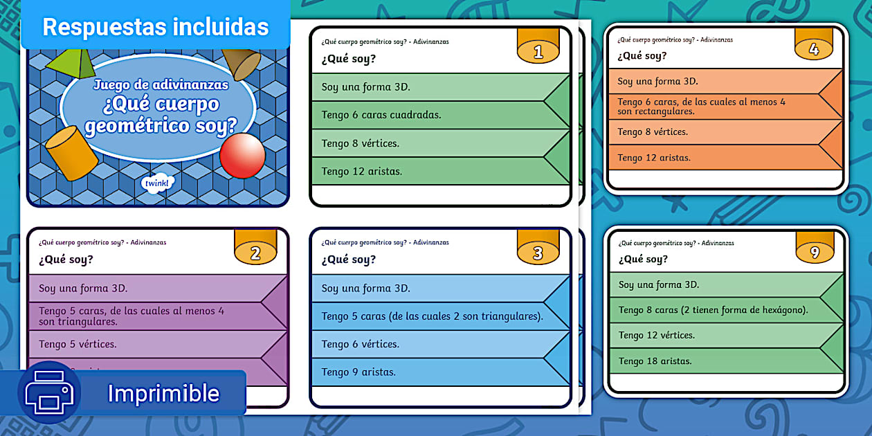 Juego de adivinanzas: ¿Qué cuerpo geométrico soy?