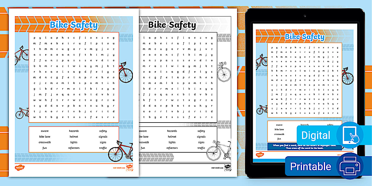 Bike Safety Word Search (teacher made) - Twinkl