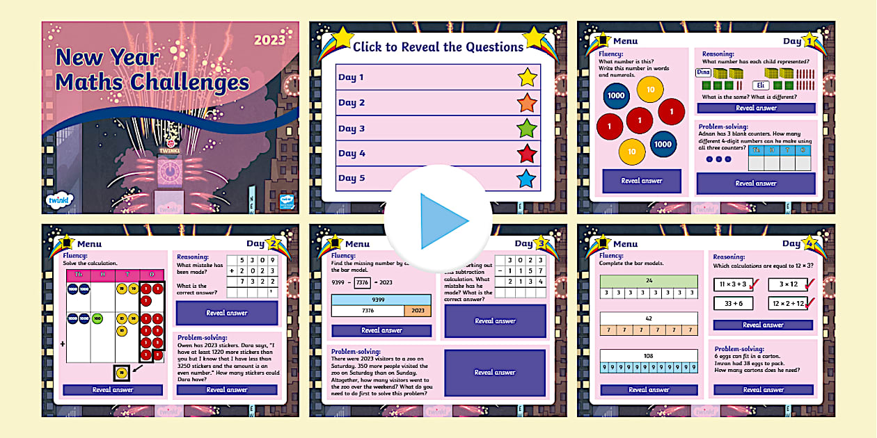 👉 LKS2 New Year Maths Challenges PowerPoint 2023 - Twinkl