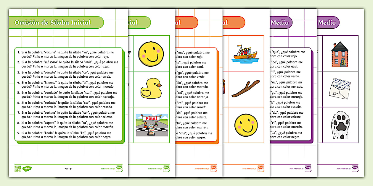 Ficha de actividad: manipulación de sílabas - omisión de sílabas
