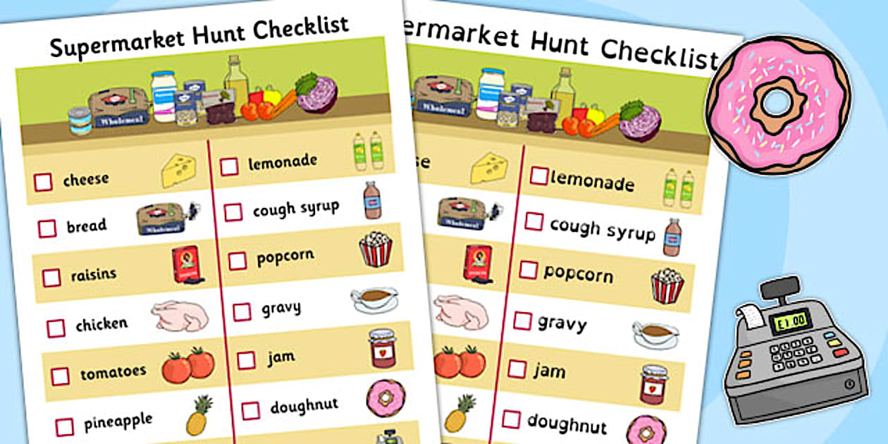 Supermarket Vocabulary Hunt Checklist - ESL Vocabulary Resources