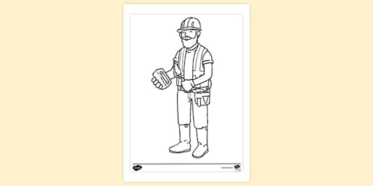 Construction Builder Colouring | Colouring Sheets - Twinkl