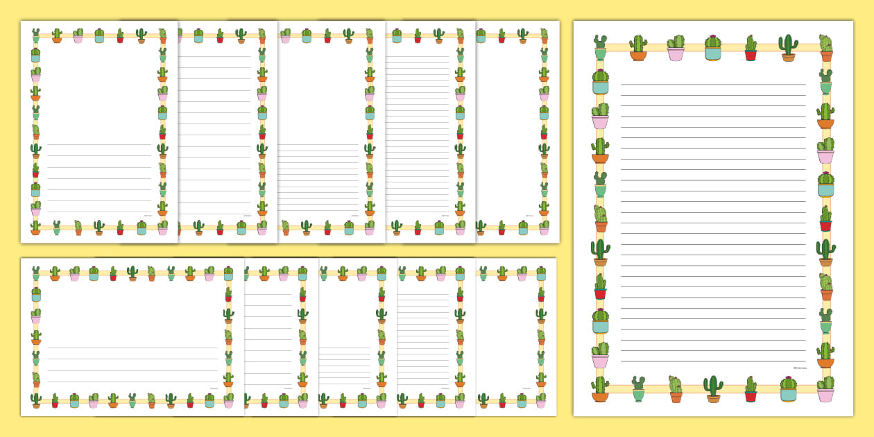 Foundation Phase - Writing -A Colourful Cactus Page Border