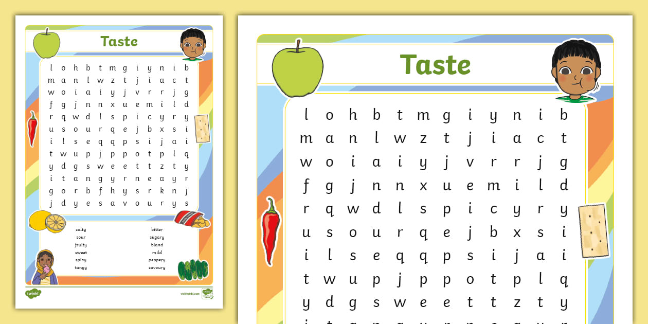 Taste Word Search (teacher made) - Twinkl