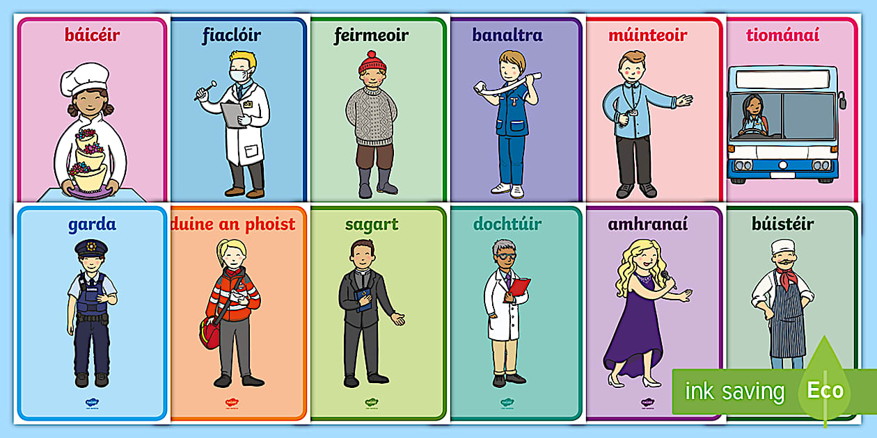 Professions A4 Display Poster Gaeilge (teacher made)
