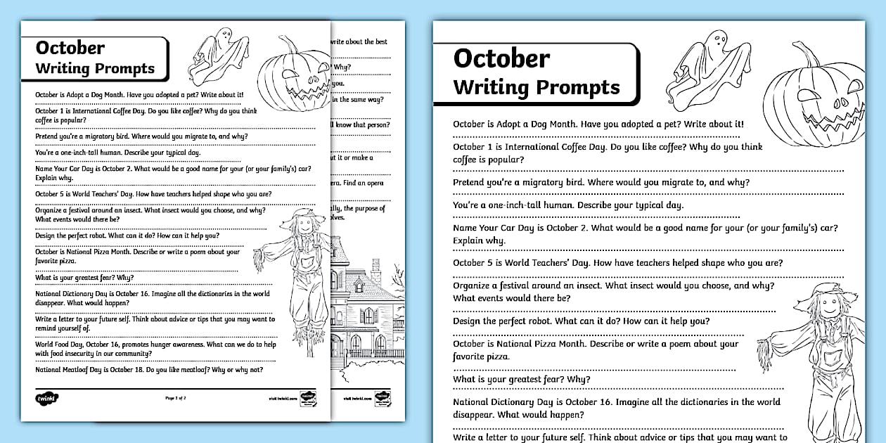 Eighth Grade Journal by the Month — October