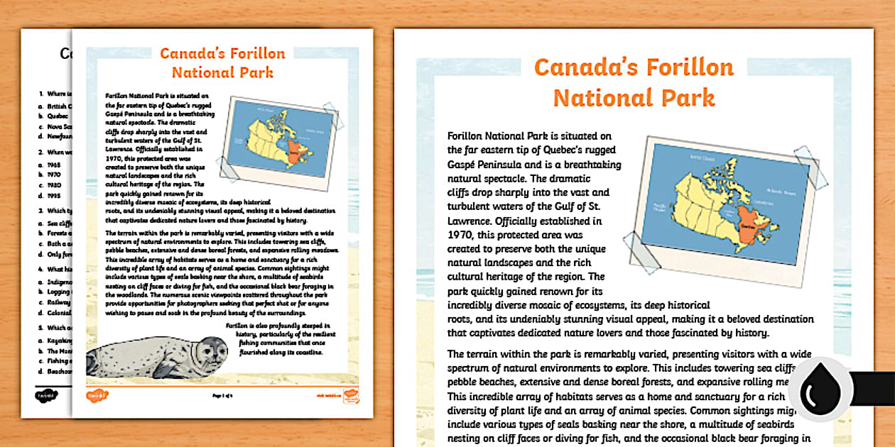 Canada's Forillon National Park Reading Comprehension