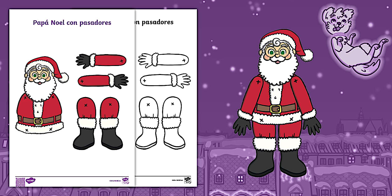 Manualidad: Papá Noel con pasadores - Un collar de Navidad