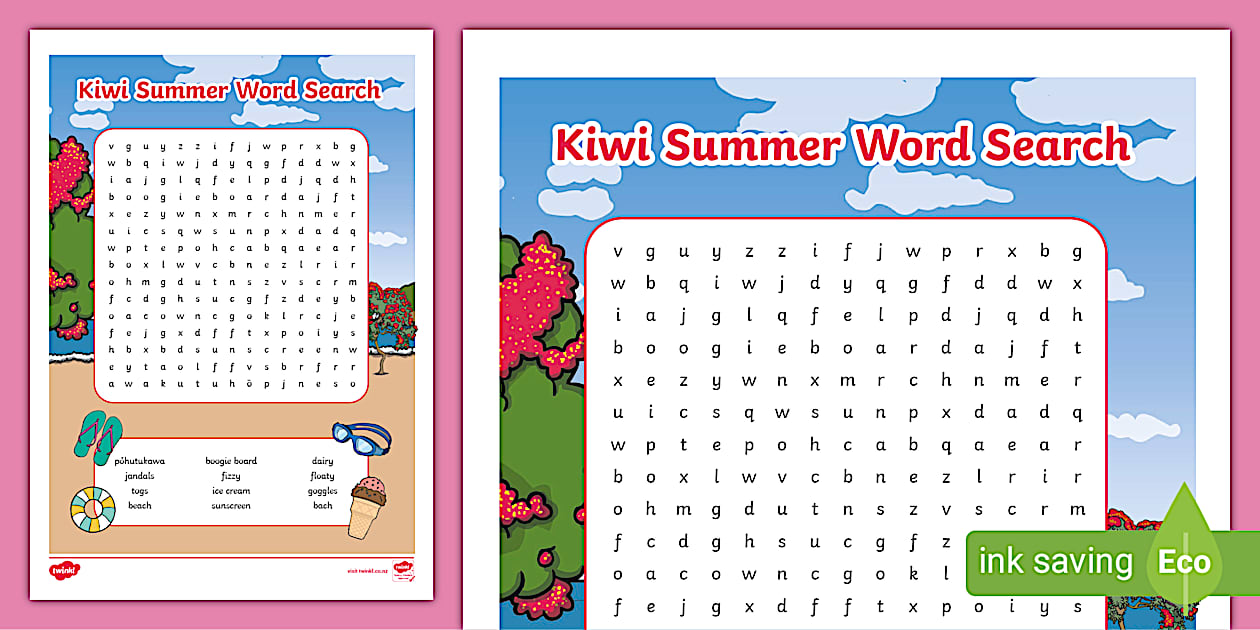 Kiwi Summer Word Search (teacher made) - Twinkl