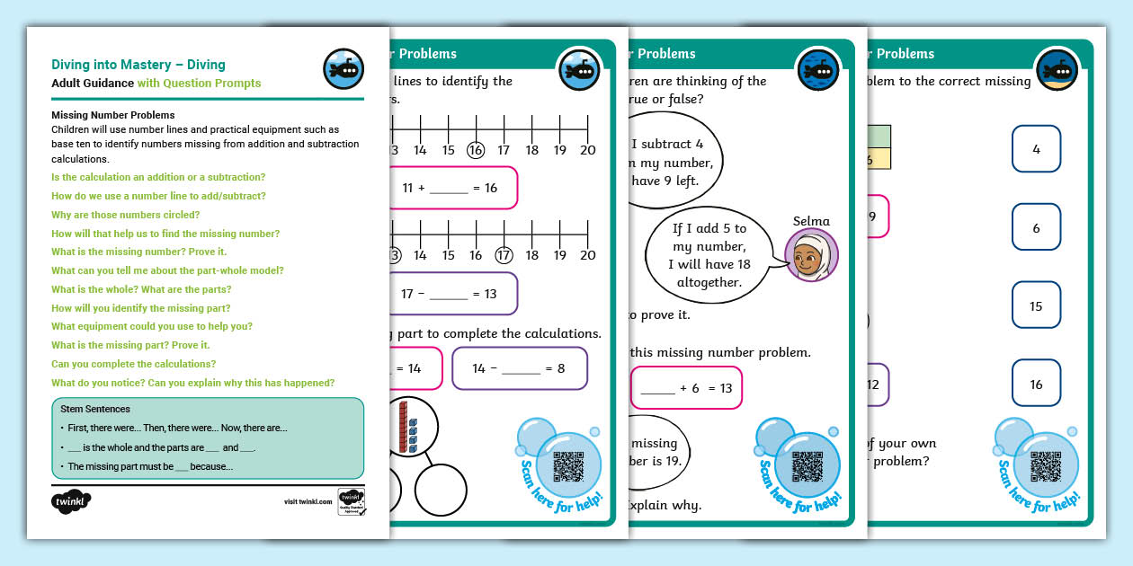 👉 Year 1 Diving into Mastery: Step 10 Missing Number Problems