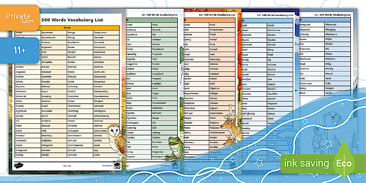 11 Plus Vocabulary 500 Essential Words PDF | Twinkl - Twinkl