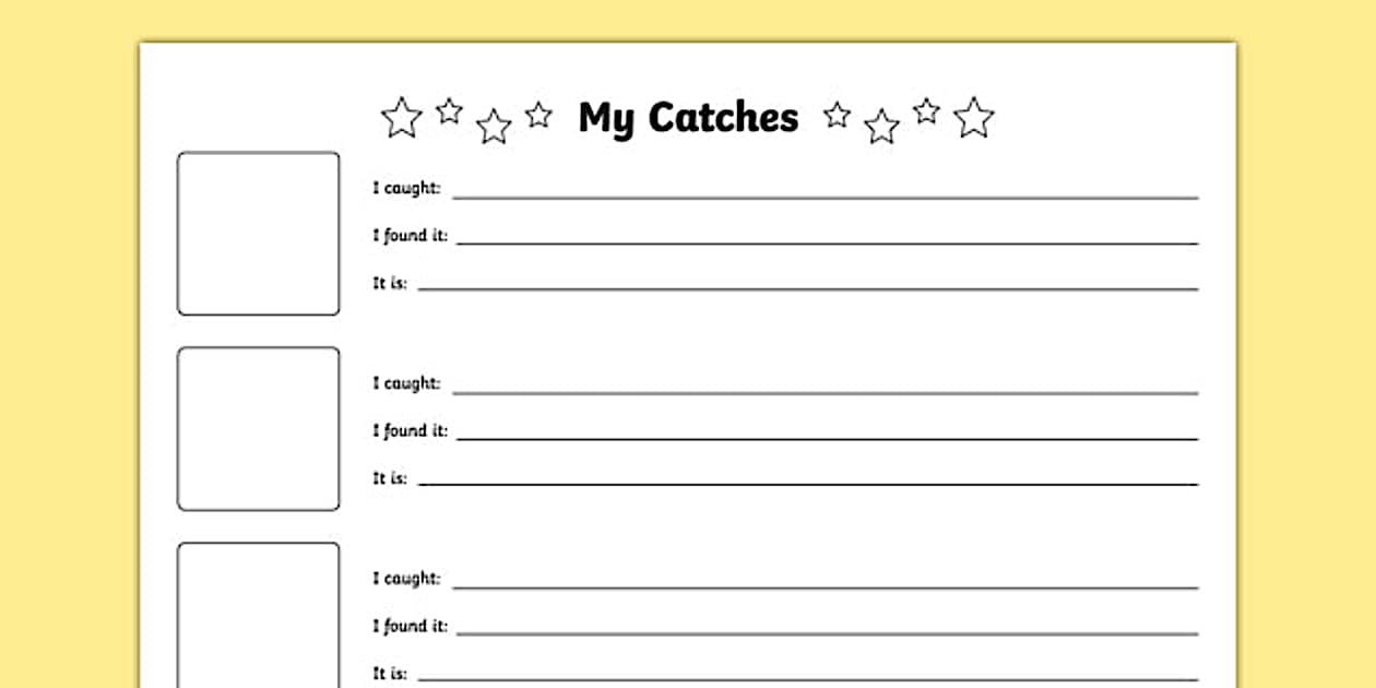 Editable My Catches Worksheet (teacher made) - Twinkl
