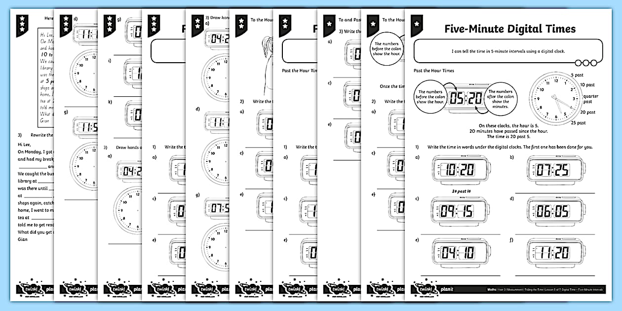Five-Minute Digital Times Differentiated Worksheet / Worksheets