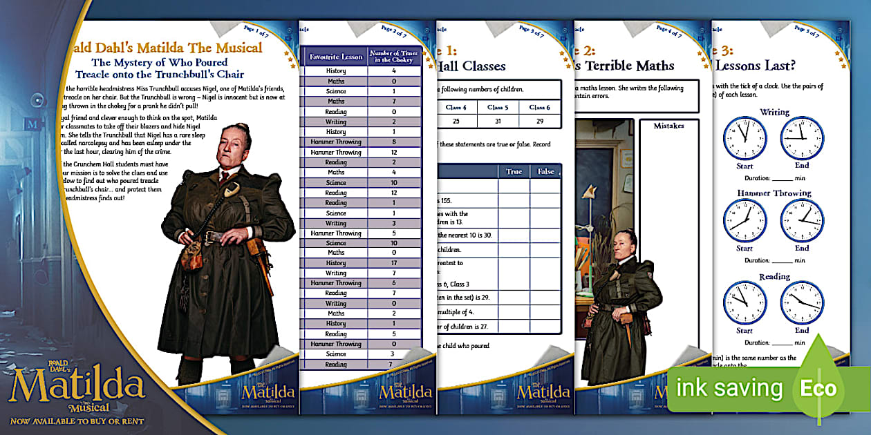 FREE! - 👉 Roald Dahl's Matilda The Musical - Maths Mystery Game - LKS2