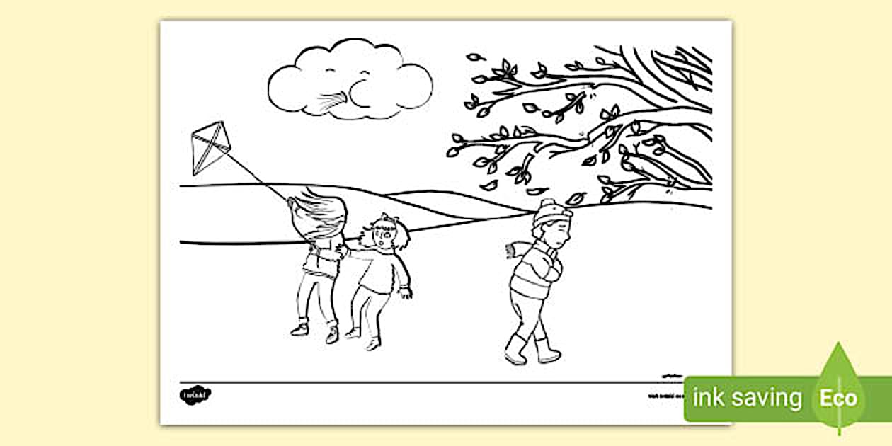 Windy Day Colouring (teacher made) - Twinkl