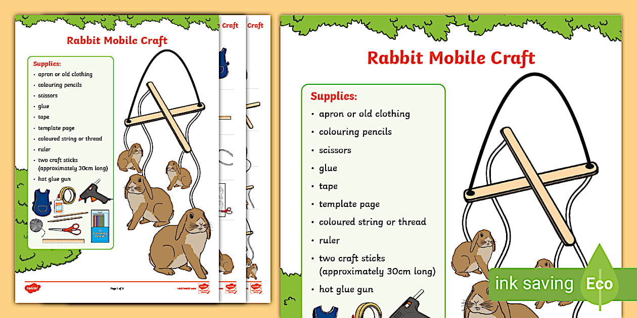 Rabbit Mobile Craft (Teacher-Made) - Twinkl
