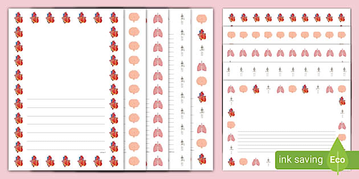 Editable Human Body Organs Page Borders - Twinkl