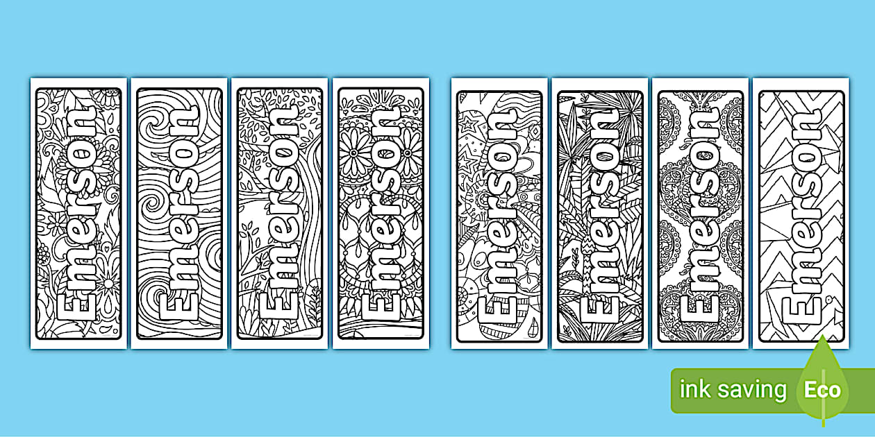 Emerson Mindfulness Name Colouring Bookmarks (teacher made)