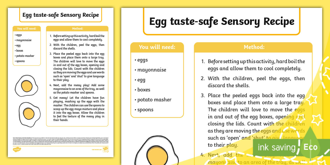 Egg Edible Sensory Recipe (teacher made) - Twinkl