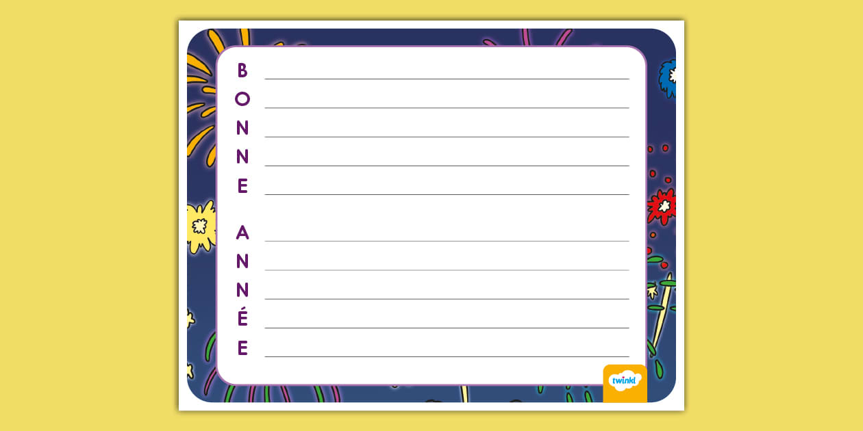 Acrostiche: Bonne Année - Twinkl Canada (teacher made)
