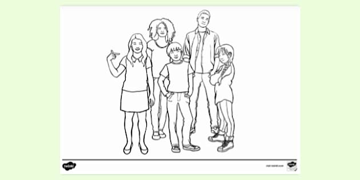 Group of People Colouring Sheet (Teacher-Made) - Twinkl