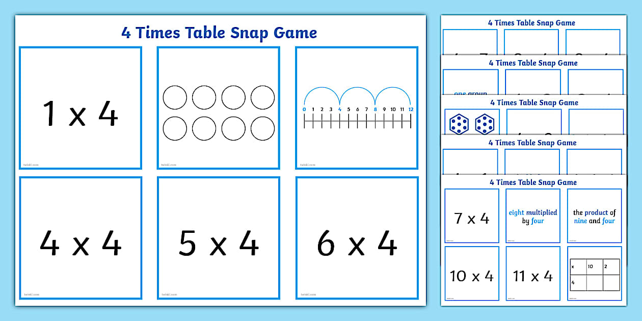 👉 4 Times Table Snap Game - Maths - Multiplication - Twinkl