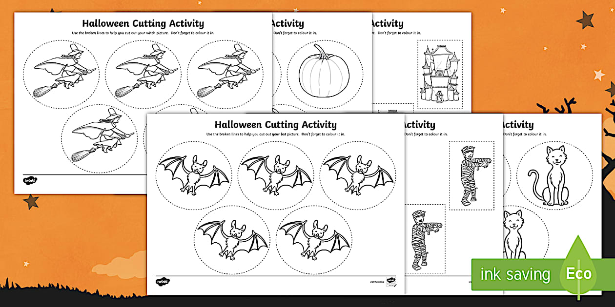 Halloween Cutting Worksheet / Worksheet-Irish (Teacher-Made)
