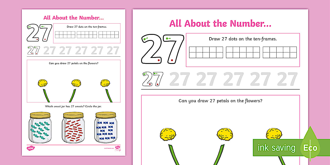 All About the Number 27 Worksheet - (teacher made) - Twinkl