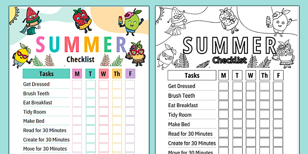Summer Vacation Checklist English - Twinkl