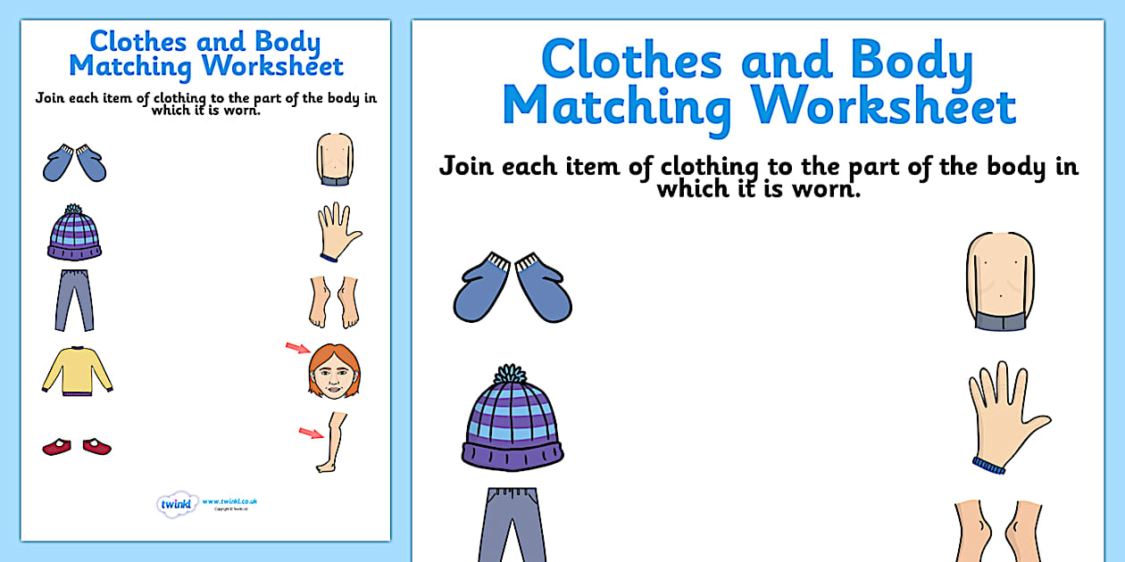 Clothes and Body Matching Sheet (teacher made) - Twinkl
