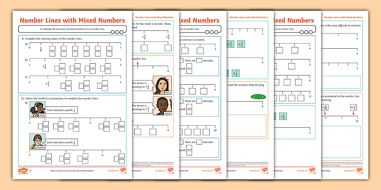 👉 Number Lines with Mixed Numbers Differentiated Worksheets