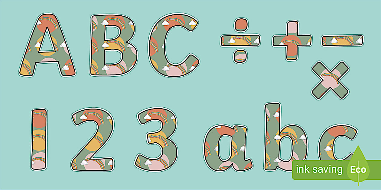 👉 Muted Rainbow Display Lettering - (teacher made)