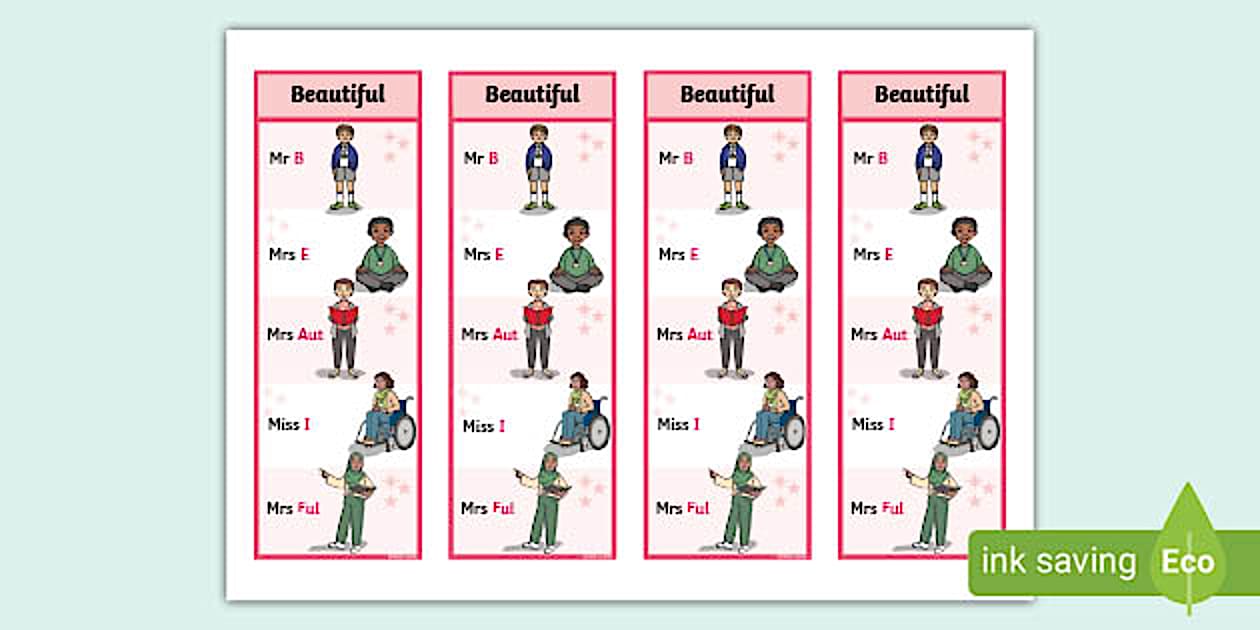 Spelling 'Beautiful' Mnemonic Bookmark - Twinkl