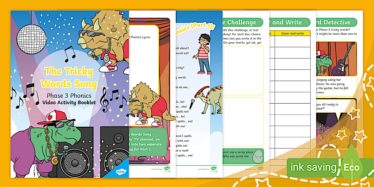 Tricky Words Song Phase 3 Video Activity Booklet Ages 5 - 7