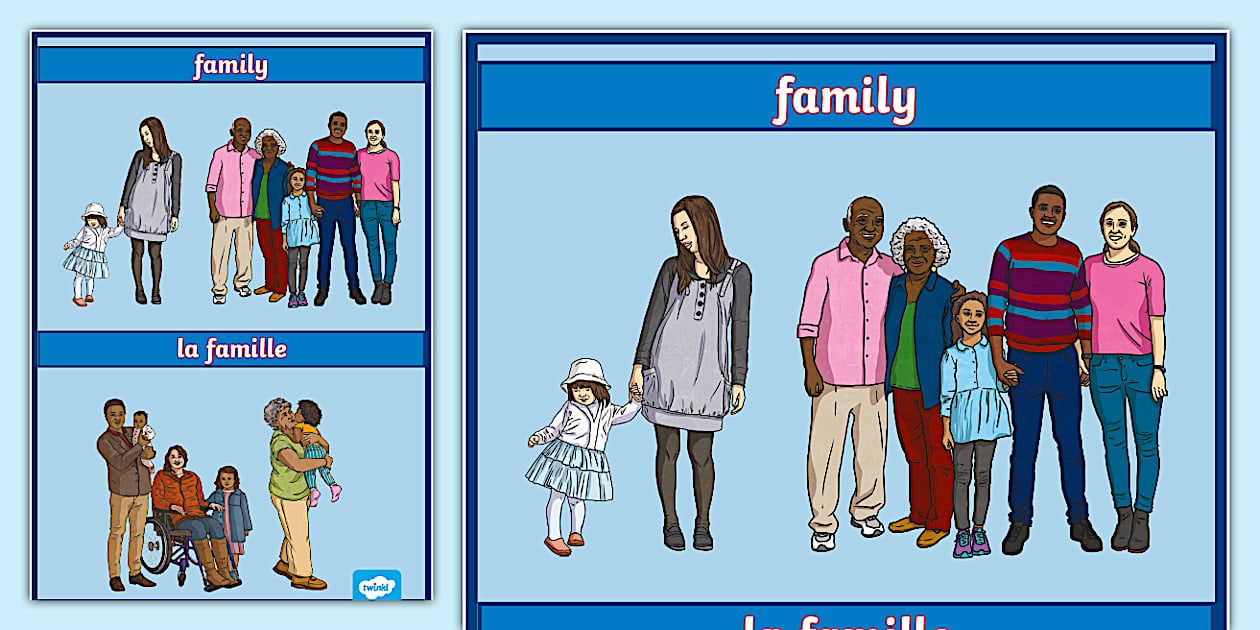 👉 Family in French Display Poster (Teacher-Made) - Twinkl