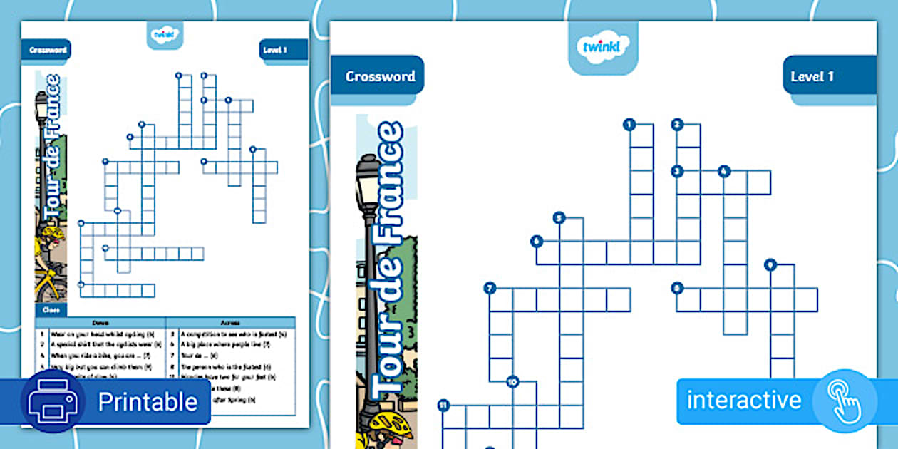 Tour de France Crossword - Level 1 - Twinkl - Kids Puzzles