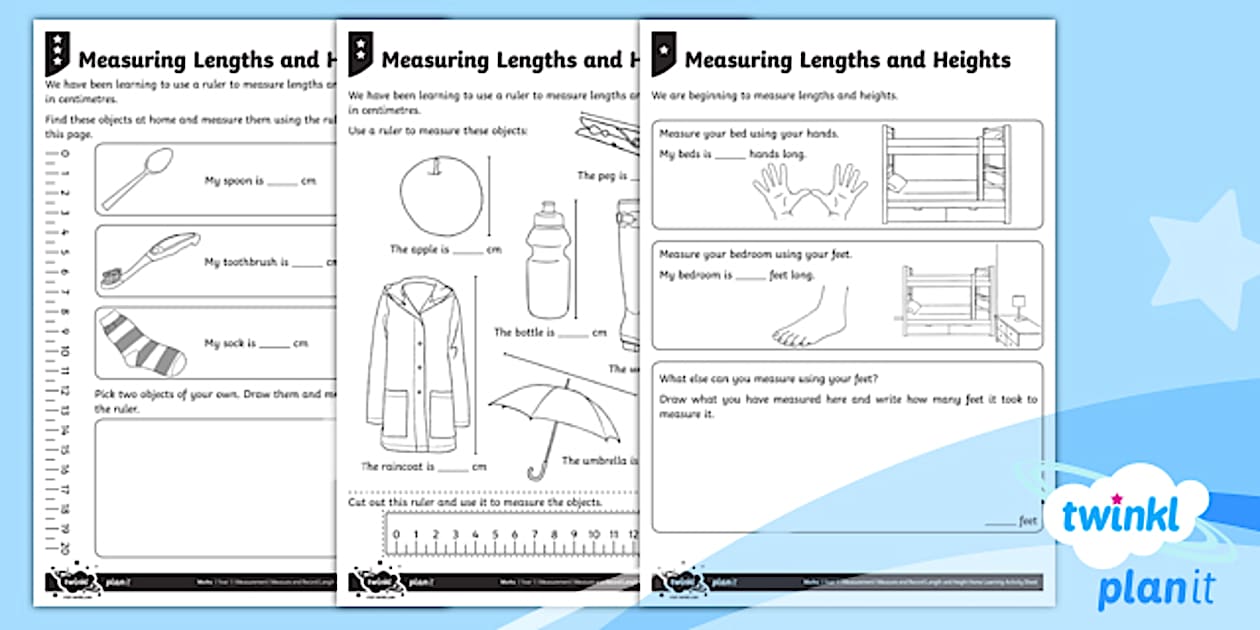 Measure and Record Length and Height Home Learning Tasks