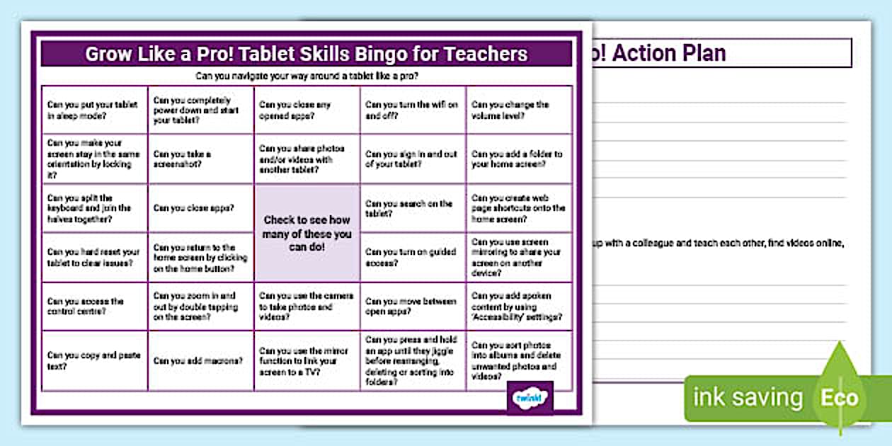 Tablet Skills Bingo For Teachers (teacher made) - Twinkl