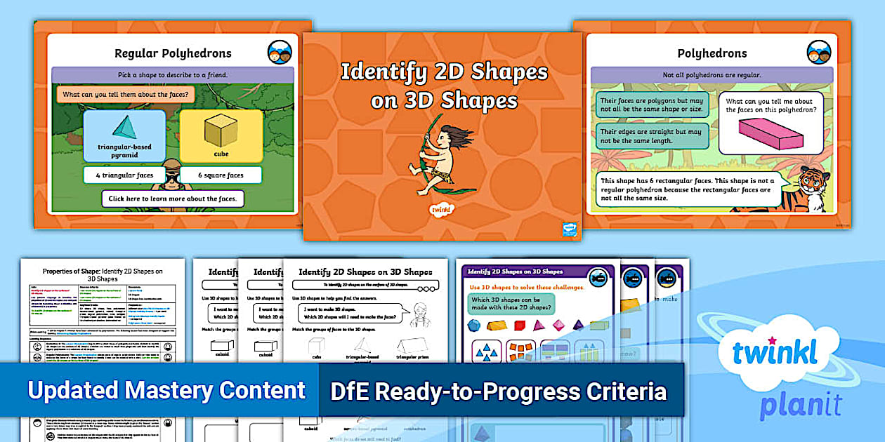 👉 Y2 Identify 2D Faces on 3D Shapes Planit Maths Lesson 4